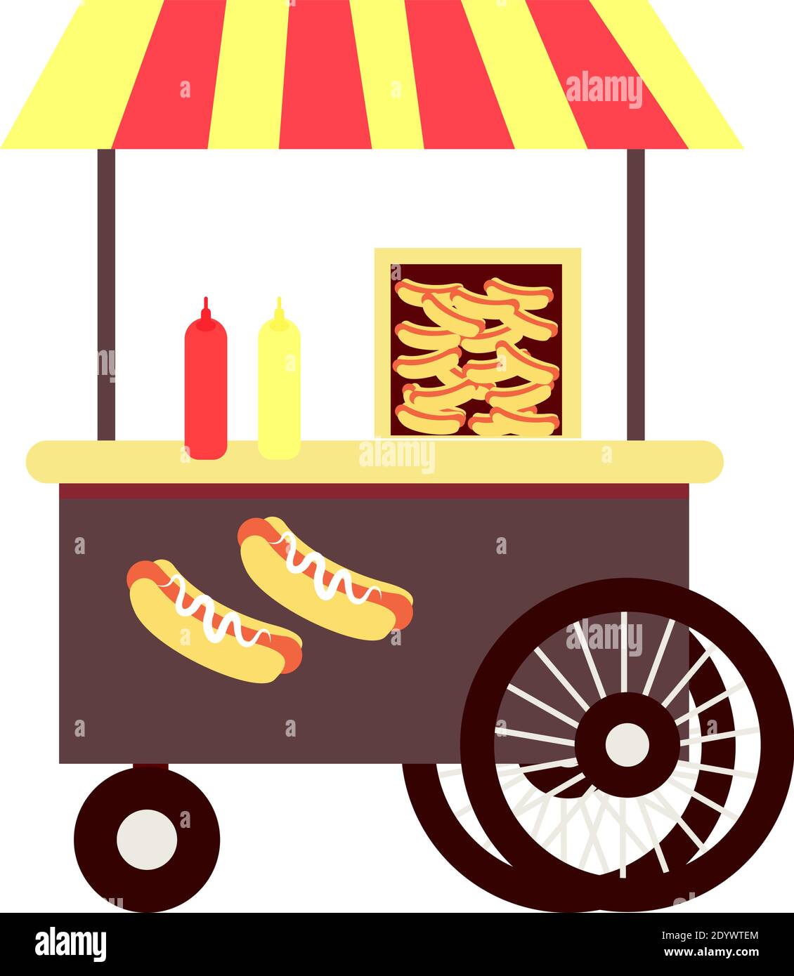 Hotdog stand, illustration, vector on a white background Stock Vector ...