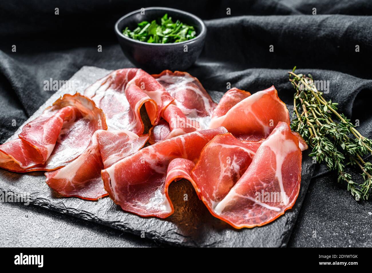 Coppa, Capocollo, Capicollo meat popular italian antipasto food. Black ...