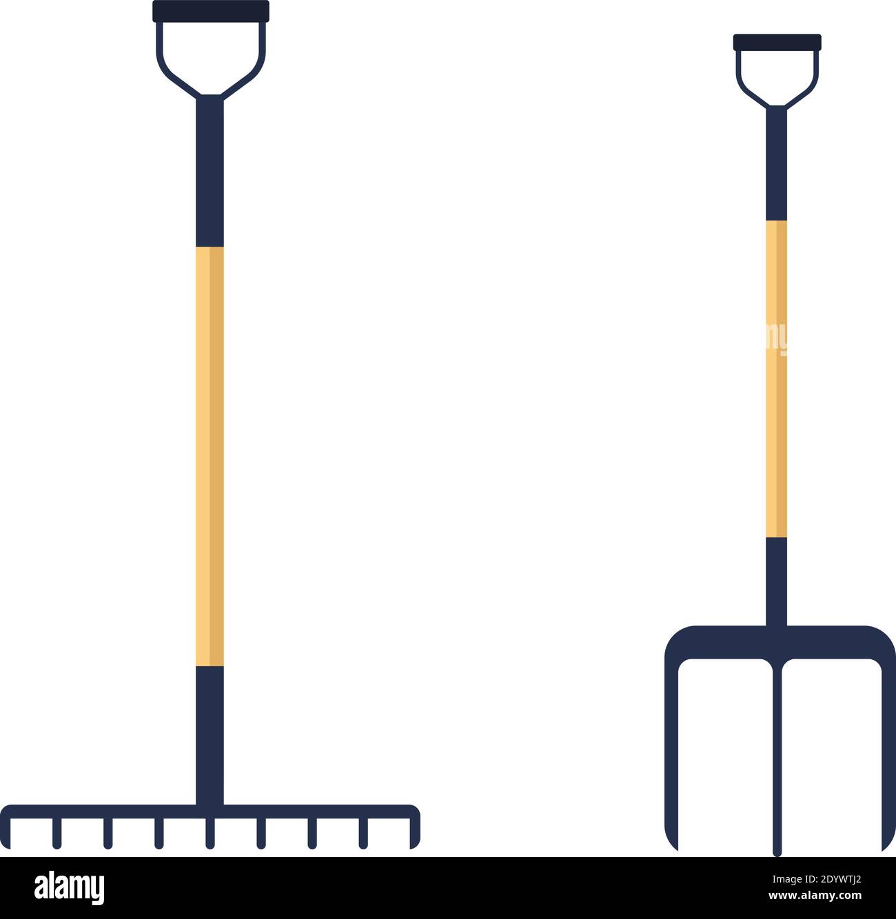 Two rakes, illustration, vector on a white background Stock Vector ...