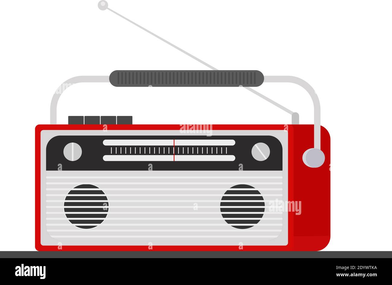 Retro radio, illustration, vector on a white background Stock Vector ...