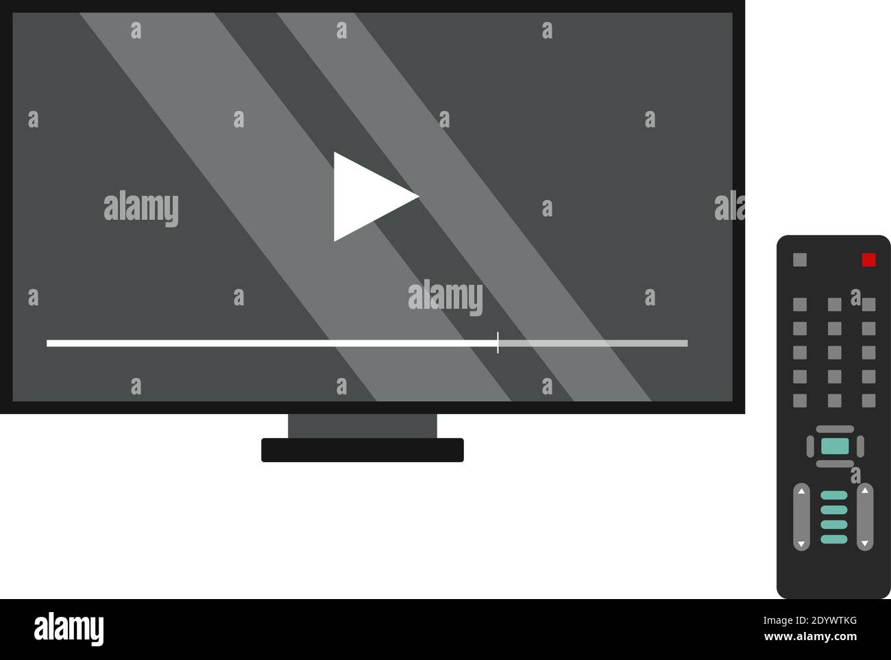 TV with remote, illustration, vector on a white background Stock Vector ...