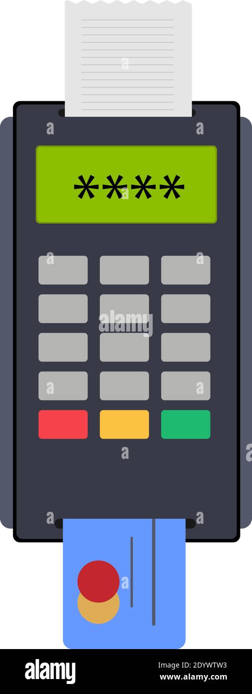 Swipe machine, illustration, vector on a white background Stock Vector ...