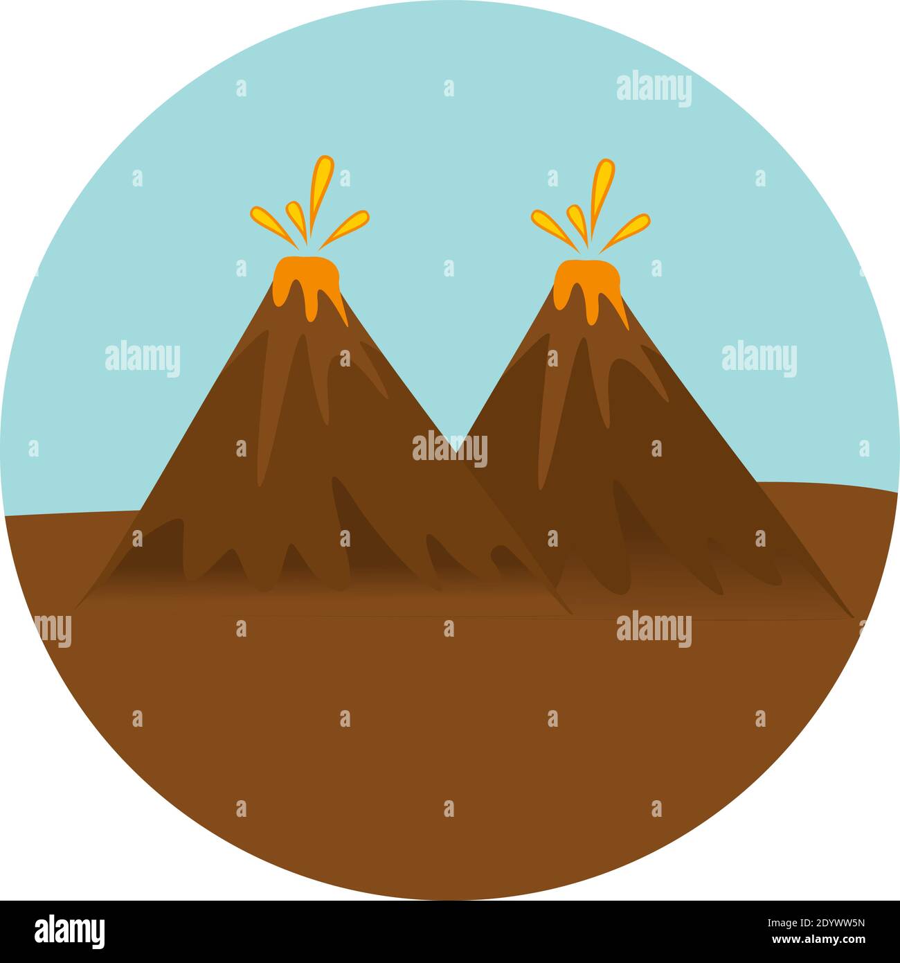Volcano eruption, illustration, vector on a white background Stock ...