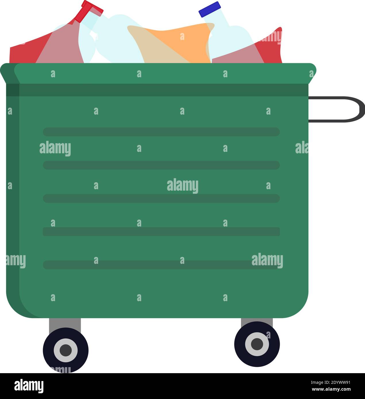 Trash trolley, illustration, vector on a white background Stock Vector ...
