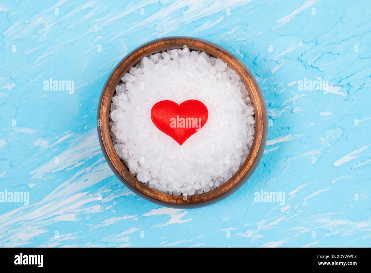 White sea salt for cooking. with space to copy and heart, love to eat ...