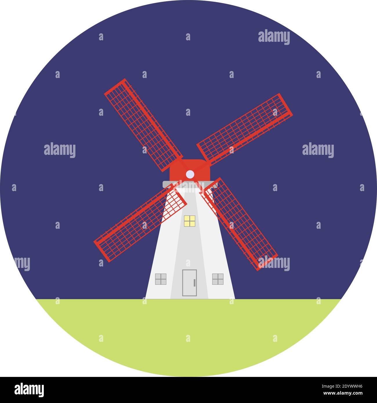 Windmill, illustration, vector on a white background Stock Vector Image ...