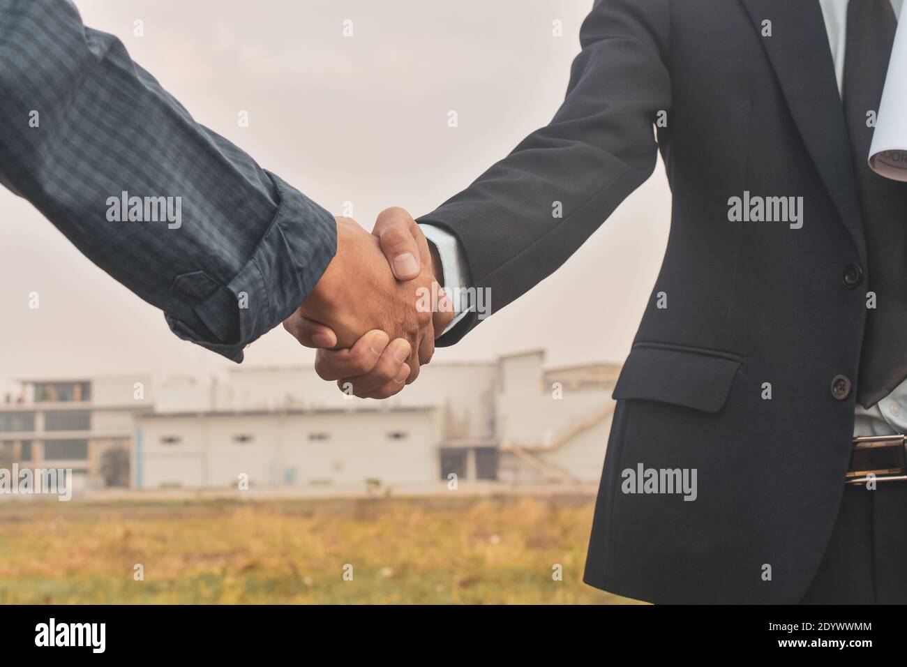 Businessman Shake hands engineer construction success construction ...