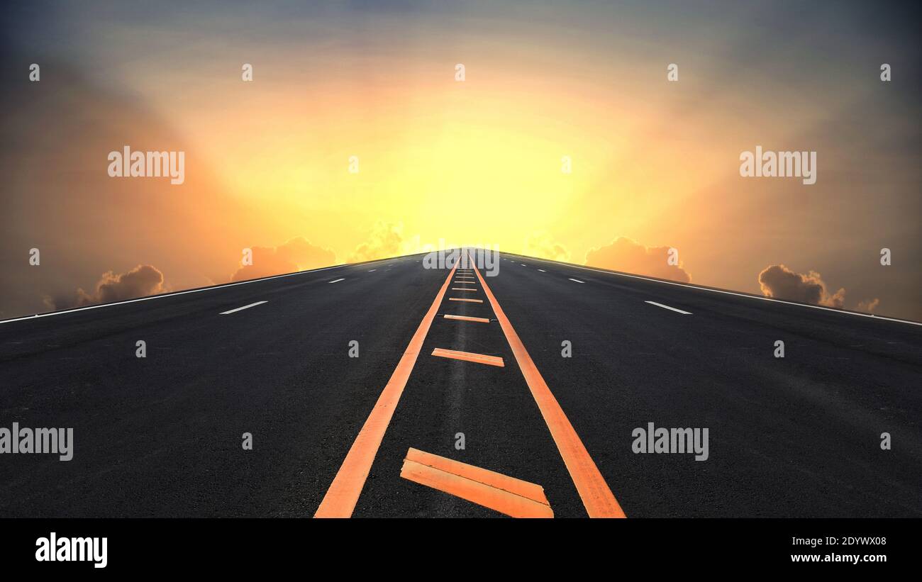 Road line pattern background against sunset for texture design on ...