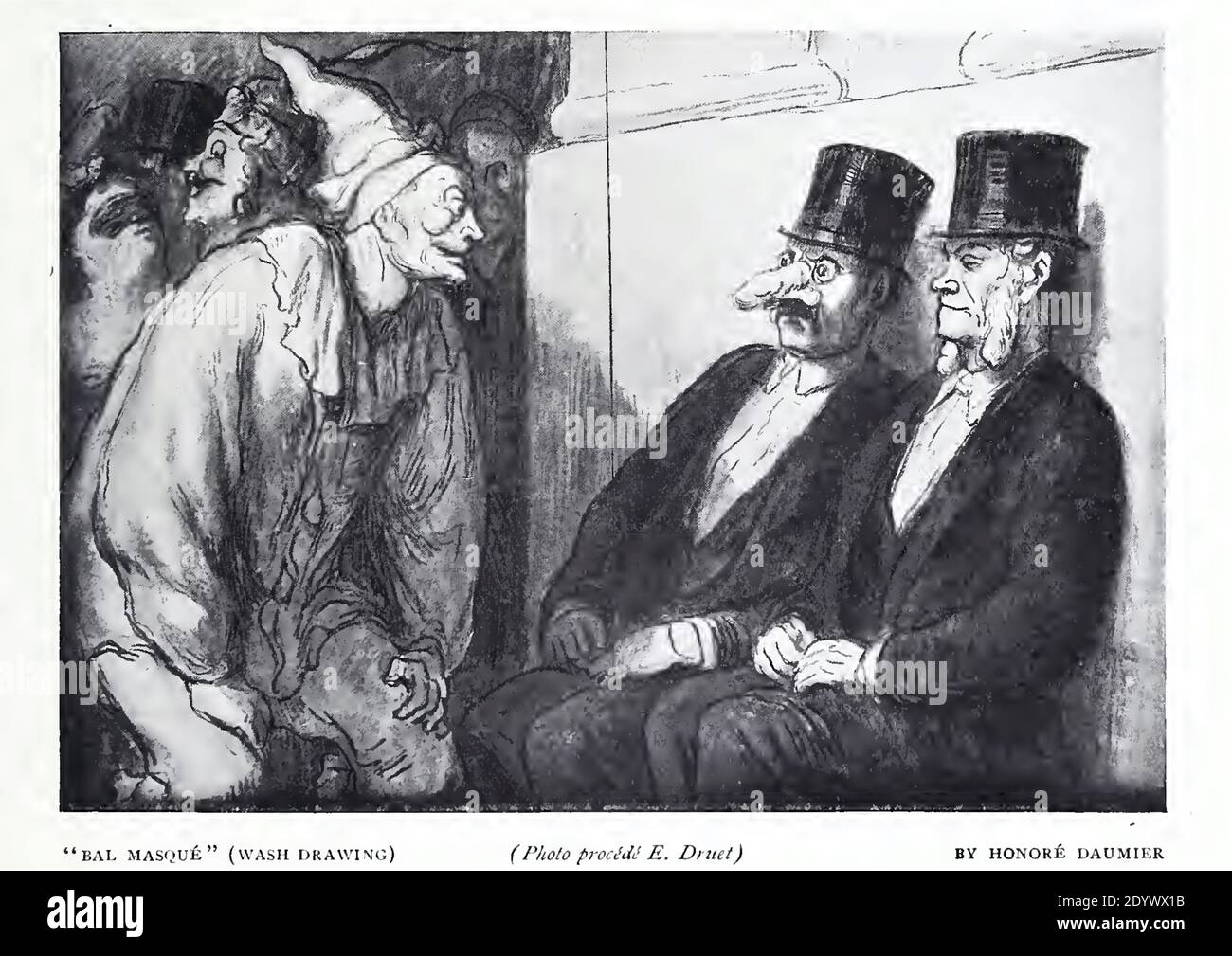 Honore Daumier - Bal Masque (Wash Drawing) - Masked Ball - 1913 Stock ...