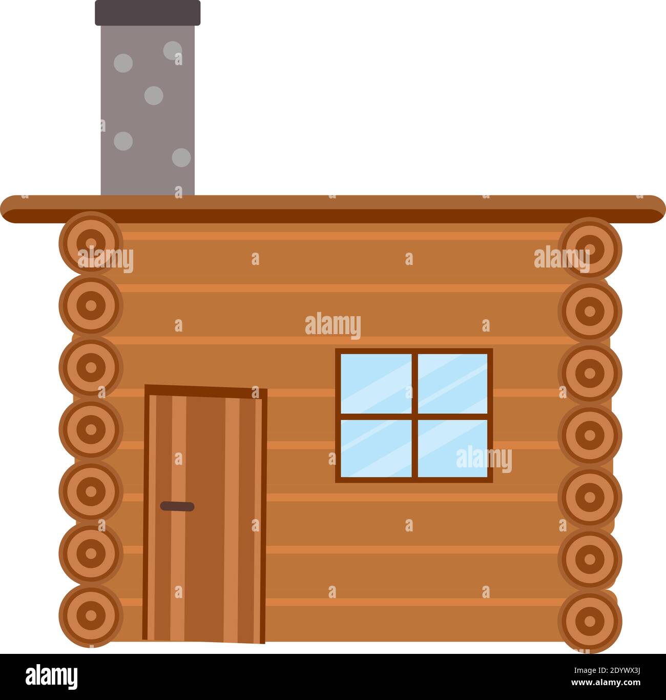 Wooden hut, illustration, vector on a white background Stock Vector ...