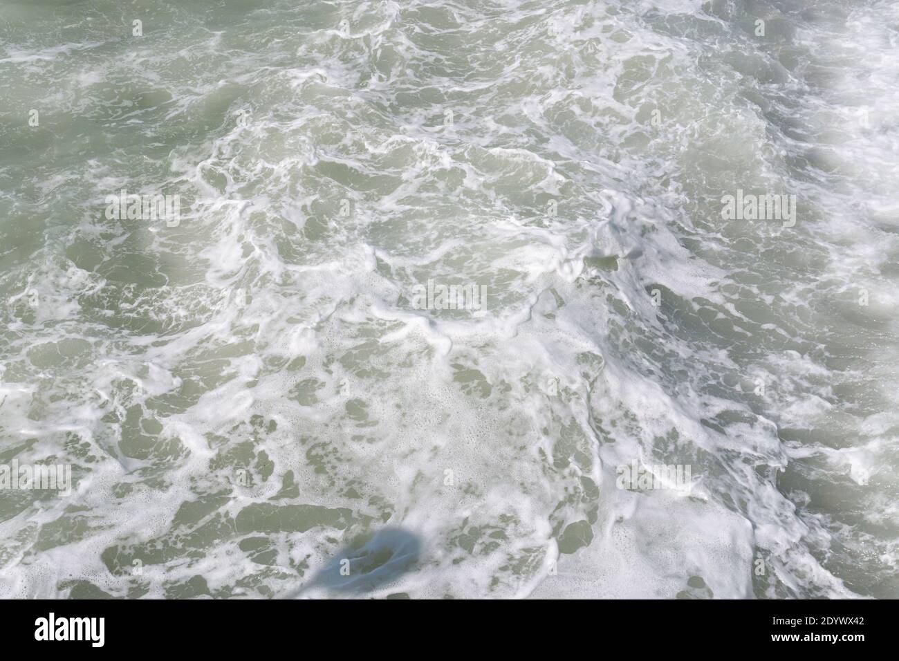 Big waves at open sea. Summer monsoon. White crest of a sea wave ...