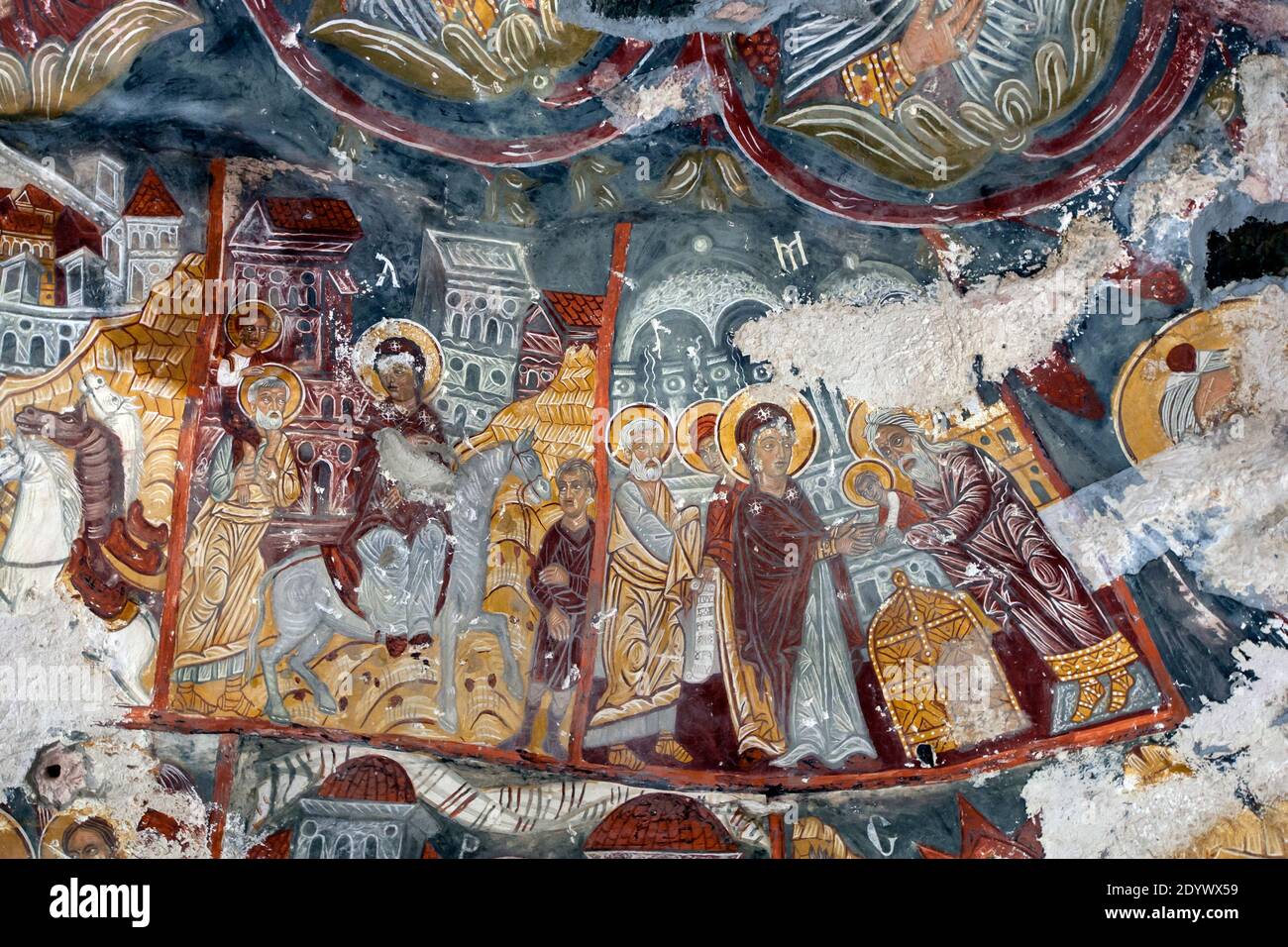 A Christian fresco inside the Rock Church at Sumela Monastery. Sumela ...