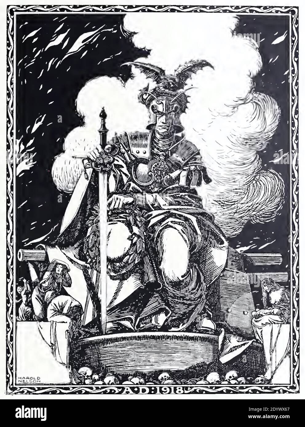 Vintage print entitled AD 1918 by the english artist Harold Nelson ...