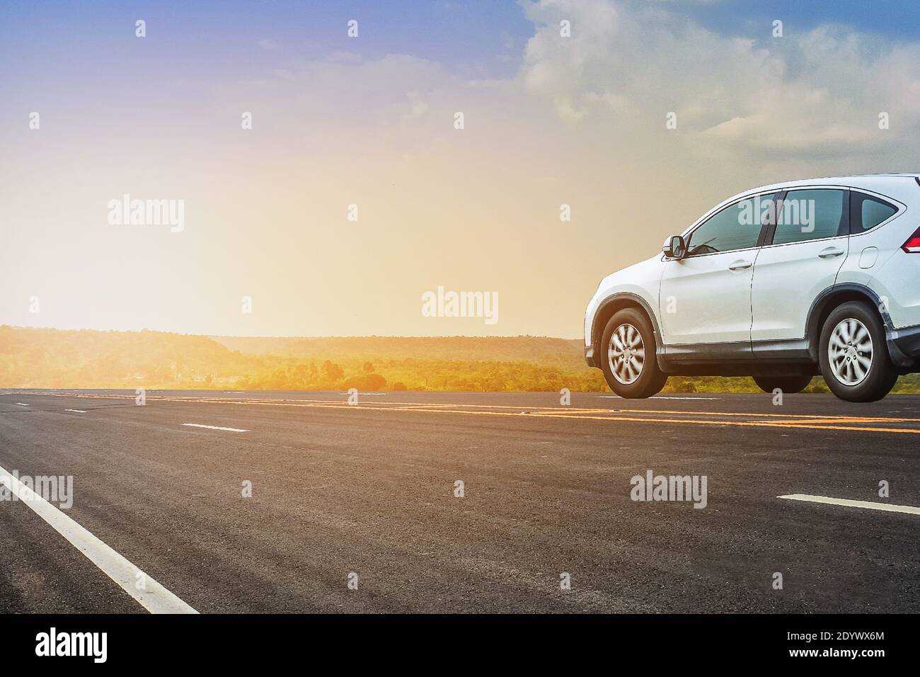 Car driving on road,car on highway road sky background Stock Photo - Alamy