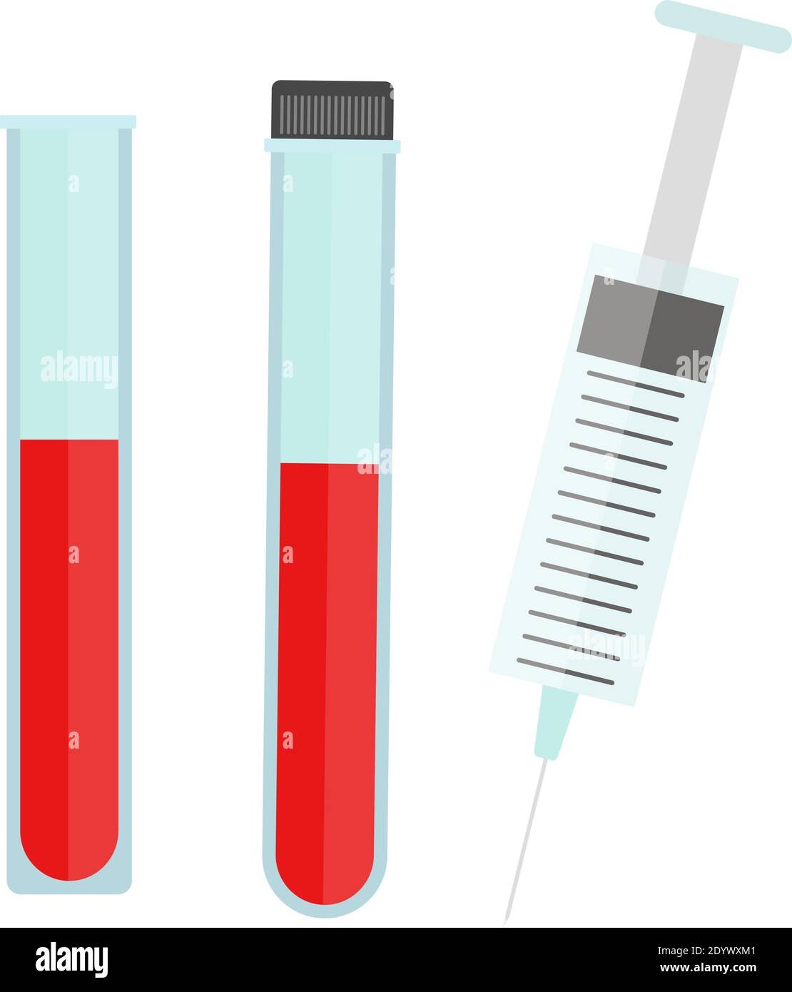 Test tube with injection, illustration, vector on a white background ...
