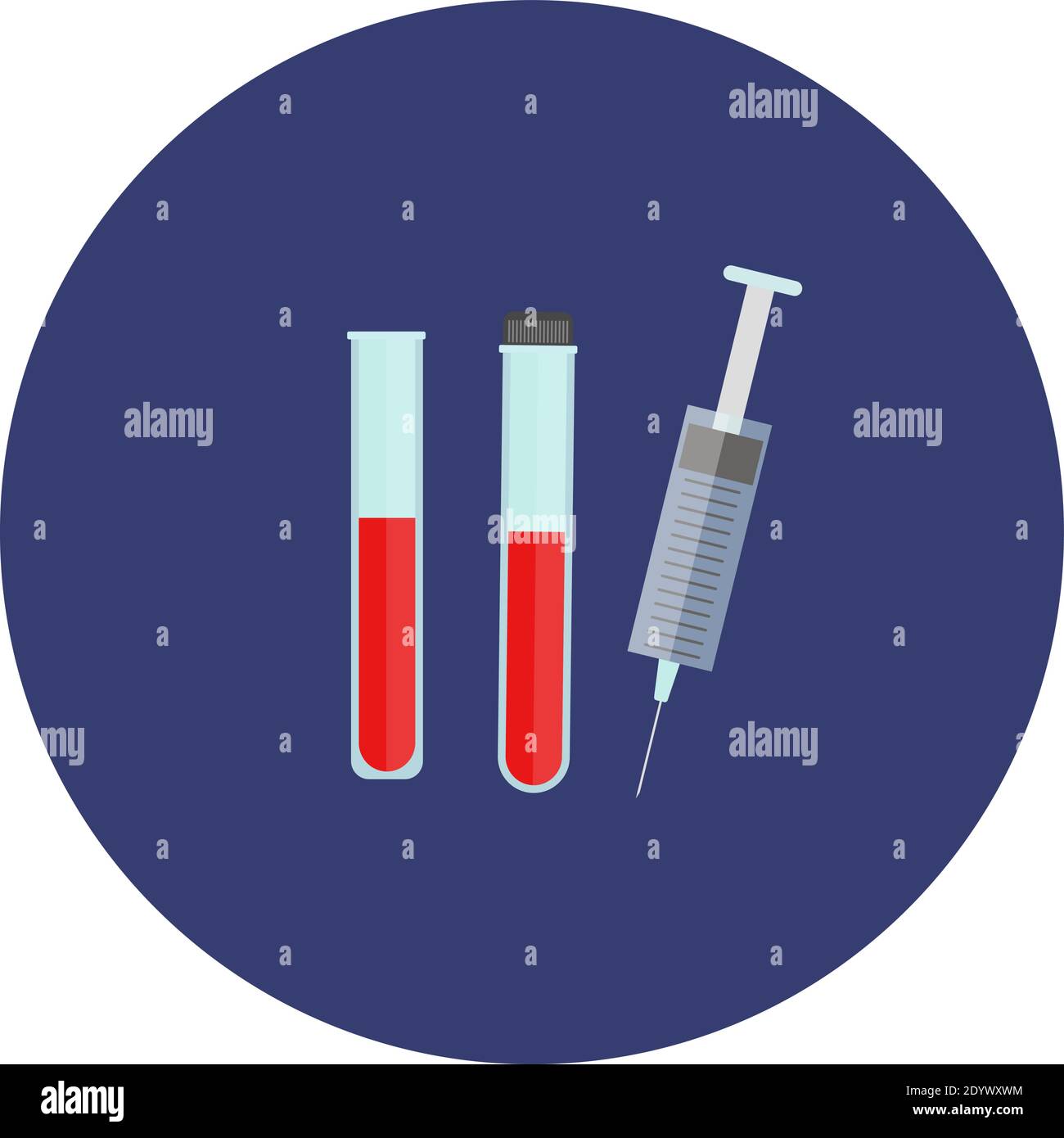 Test tube with injection, illustration, vector on a white background ...