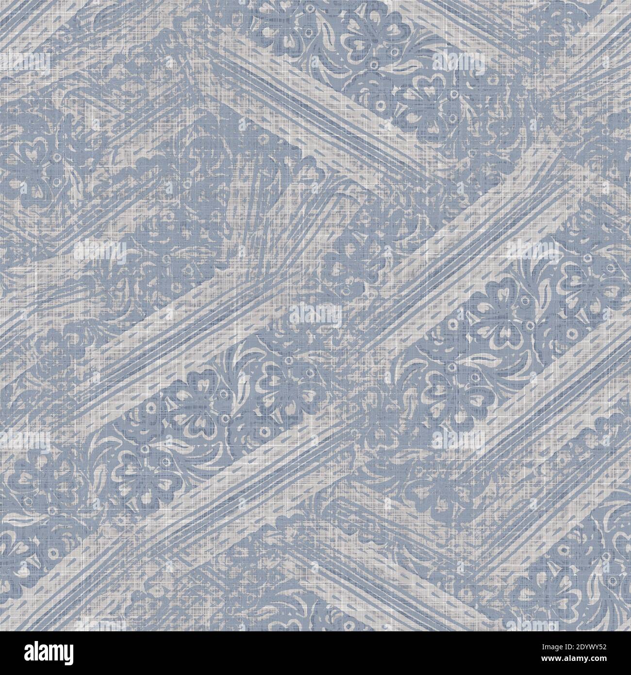 Seamless french farmhouse linen mottled print background. Provence blue ...