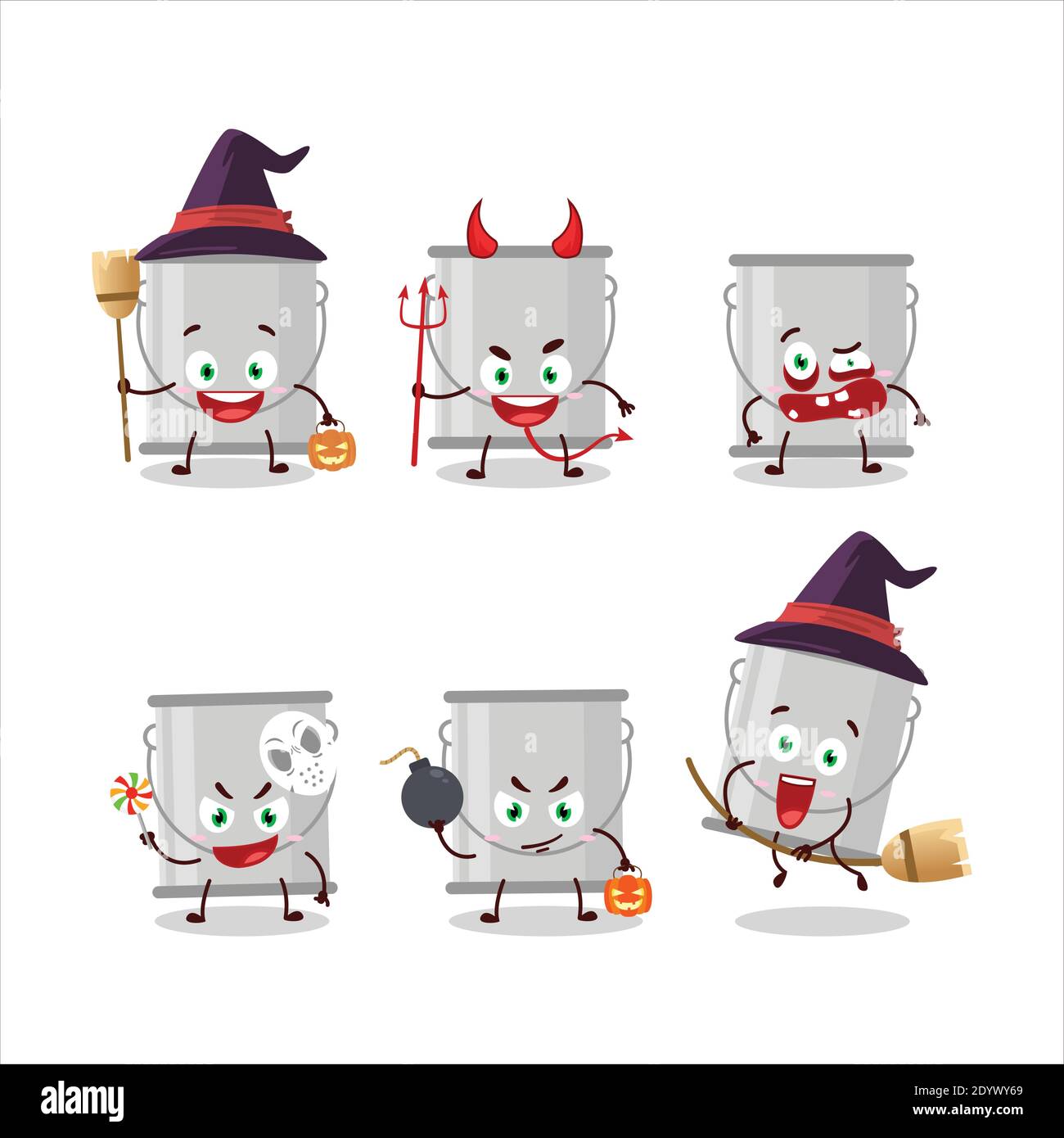 Halloween expression emoticons with cartoon character of grey paint ...