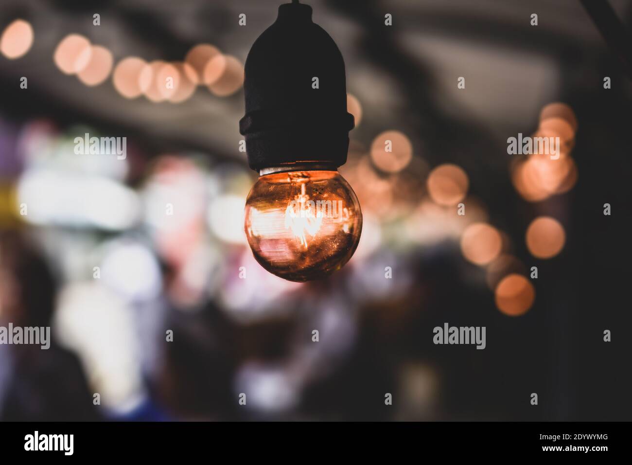 Round light bulbs provide a beautiful light.Vintage style Stock Photo ...