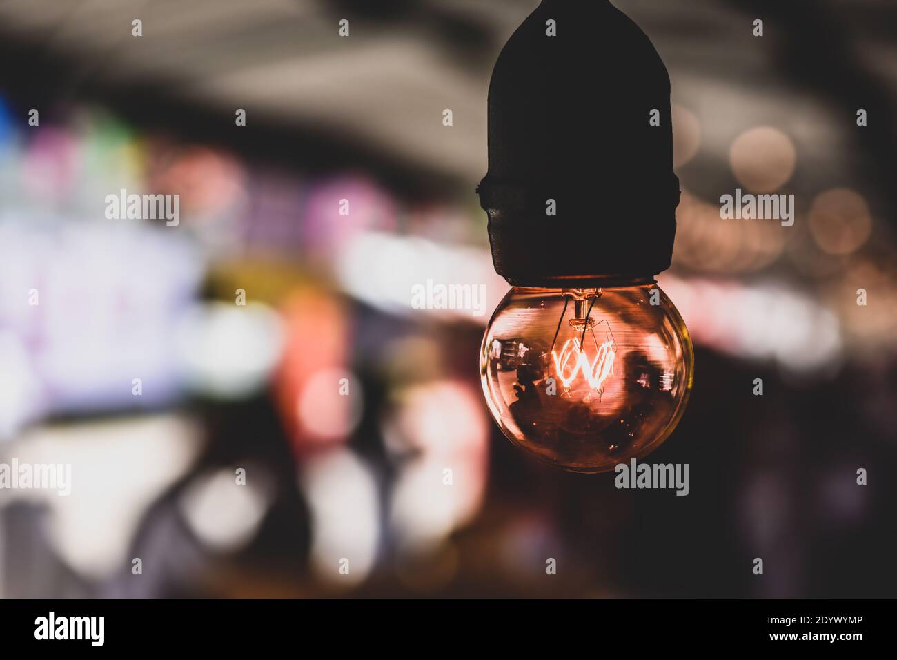 Round light bulbs provide a beautiful light.Vintage style Stock Photo ...