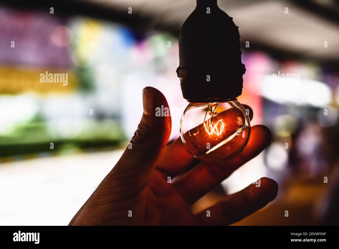 Round light bulbs provide a beautiful light.Vintage style Stock Photo ...