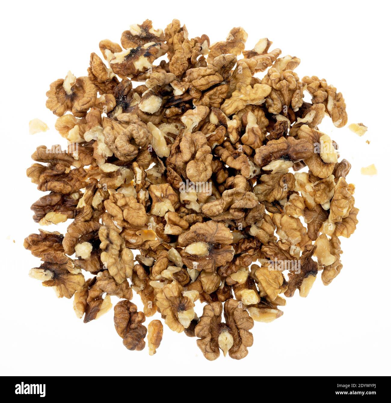 Peeled walnut kernels on a white background. Top view Stock Photo - Alamy