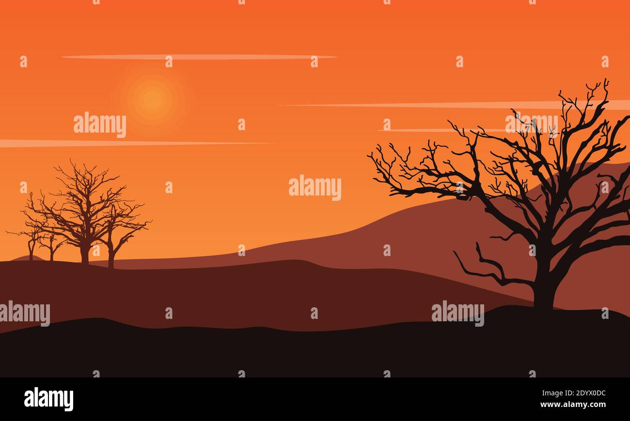 Soothing scenery at sunset in the afternoon. City vector illustration ...