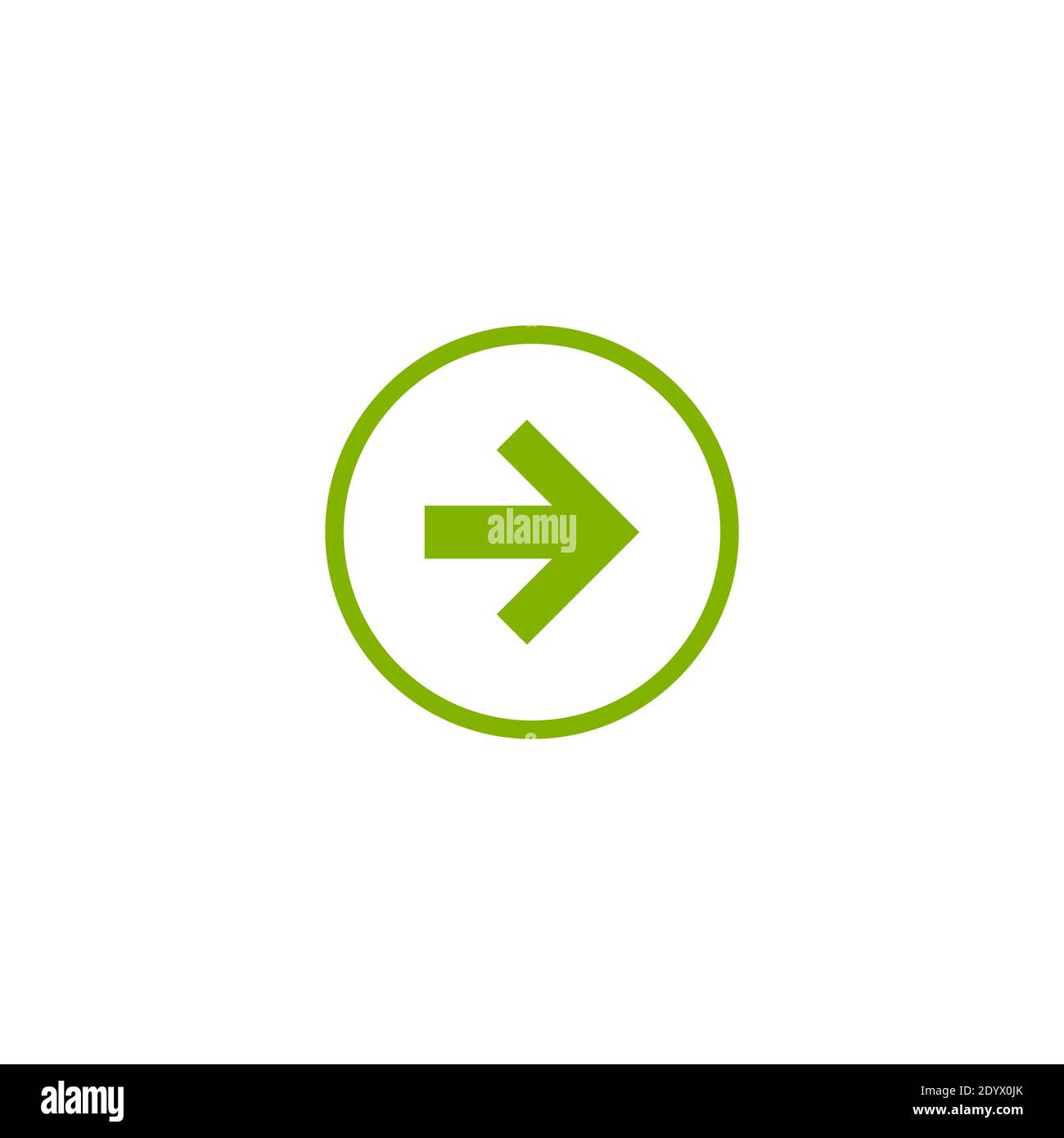 green right arrow in circle. Flat icon isolated on white. Continue icon ...