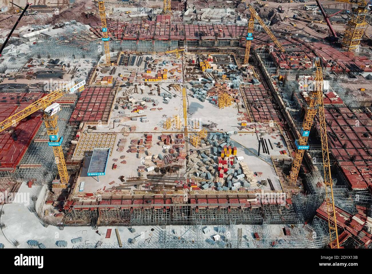An aerial view of the Guangzhou Evergrande Football Stadium, the future ...