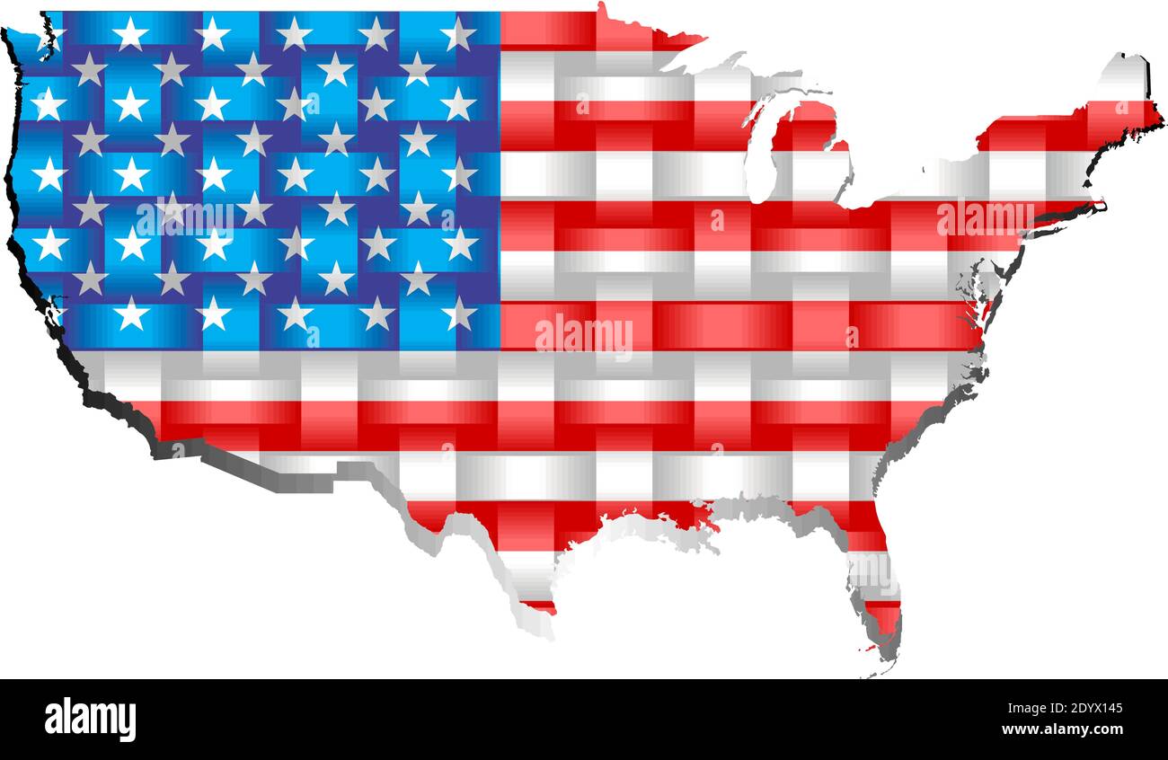 American Map - Illustration, Three dimensional Map of USA Stock Vector ...