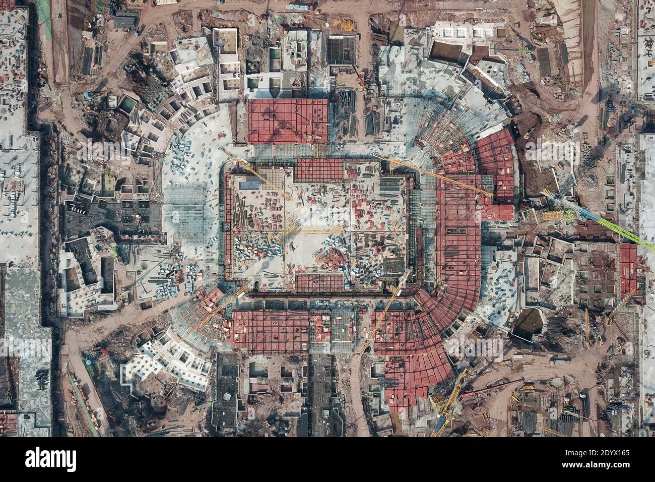 An aerial view of the Guangzhou Evergrande Football Stadium, the future ...