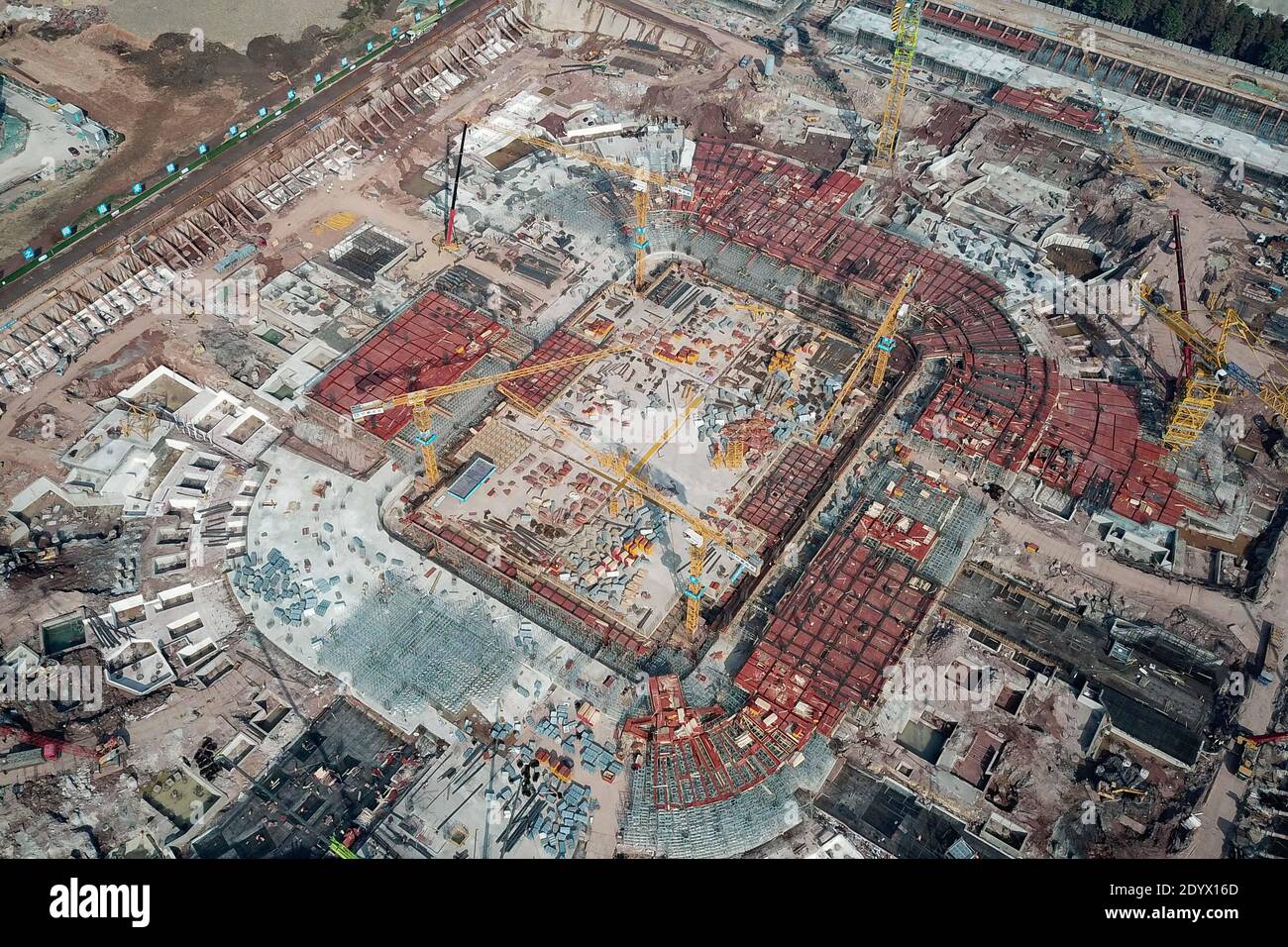 An aerial view of the Guangzhou Evergrande Football Stadium, the future ...