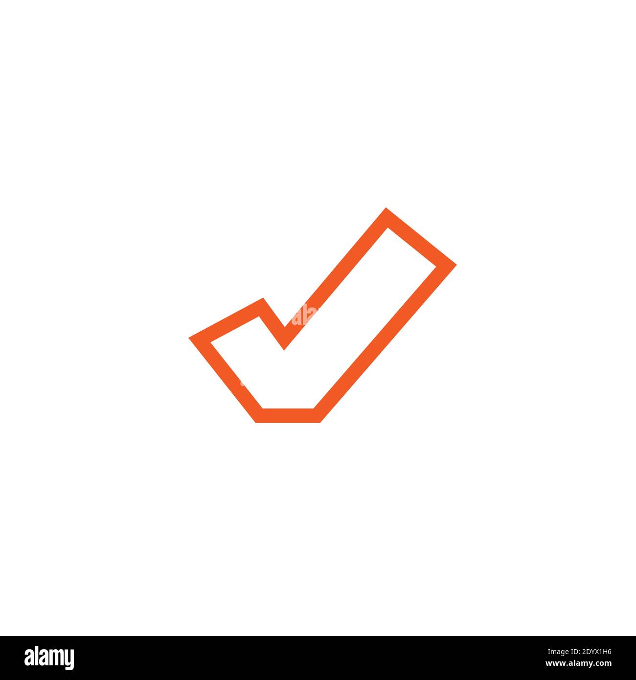 Valid Seal icon. Red line tick . Flat OK sticker icon. Check mark ...