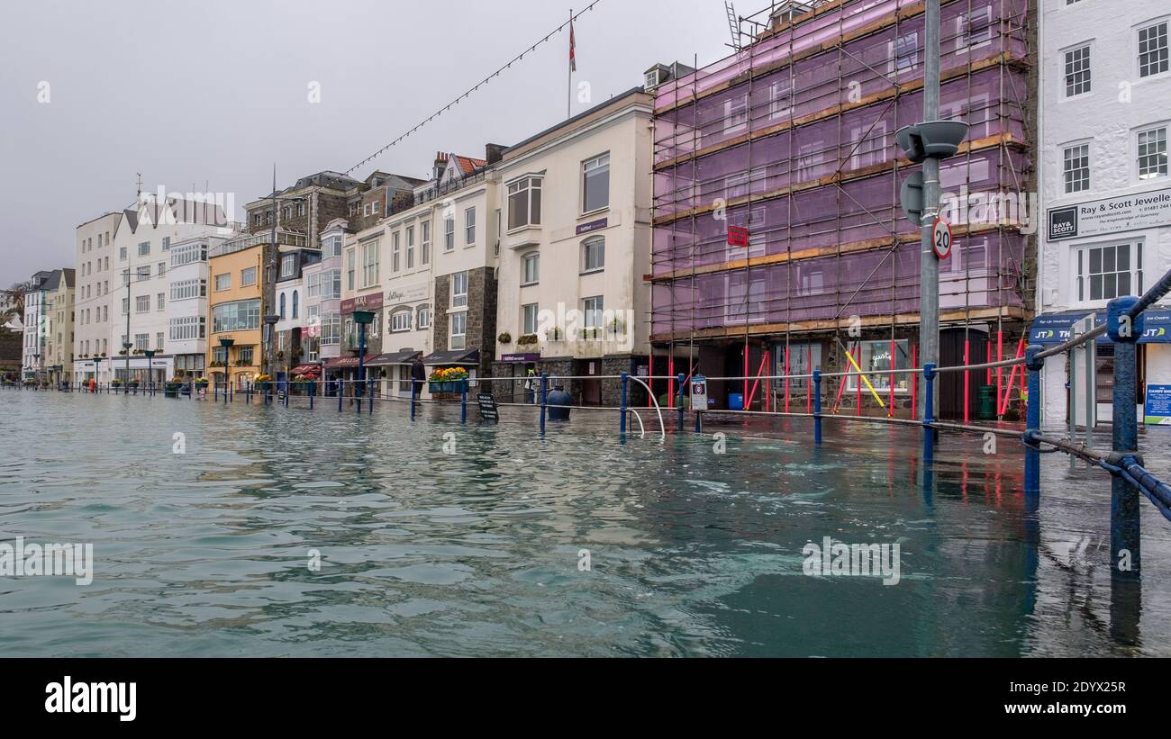 High tide flooding at St Peter Port, Guernsey Stock Photo - Alamy