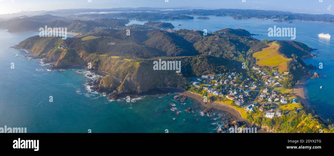 Aerial view of Tapeka point near Russell, New Zealand Stock Photo - Alamy