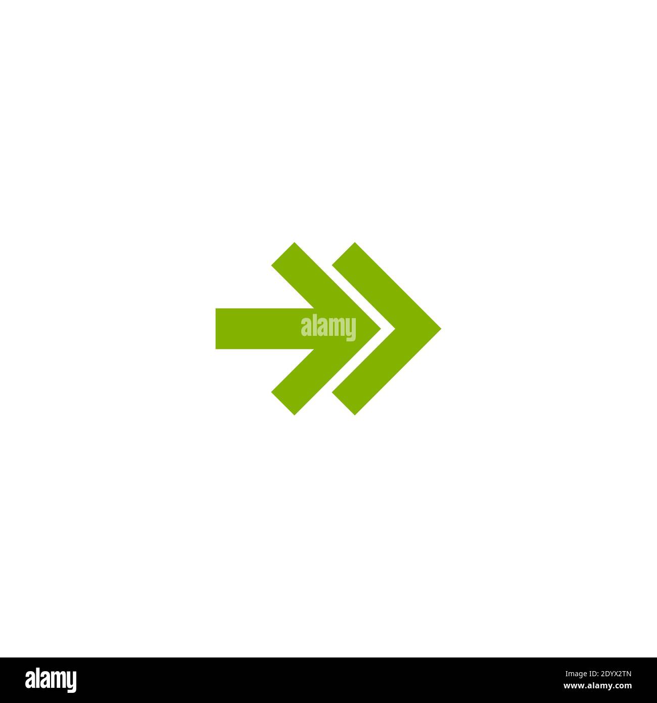green right double rounded arrow icon. Isolated on white. Continue icon ...