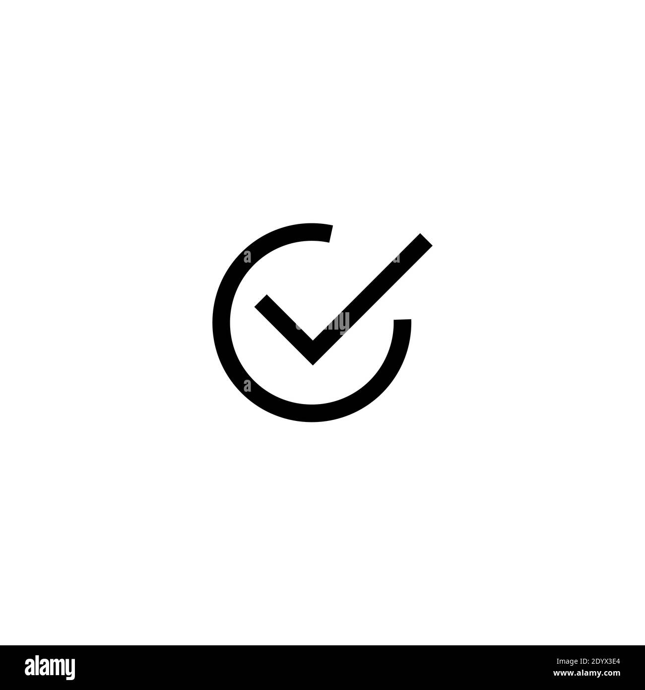 Circle tick check mark symbol Black and White Stock Photos & Images - Alamy