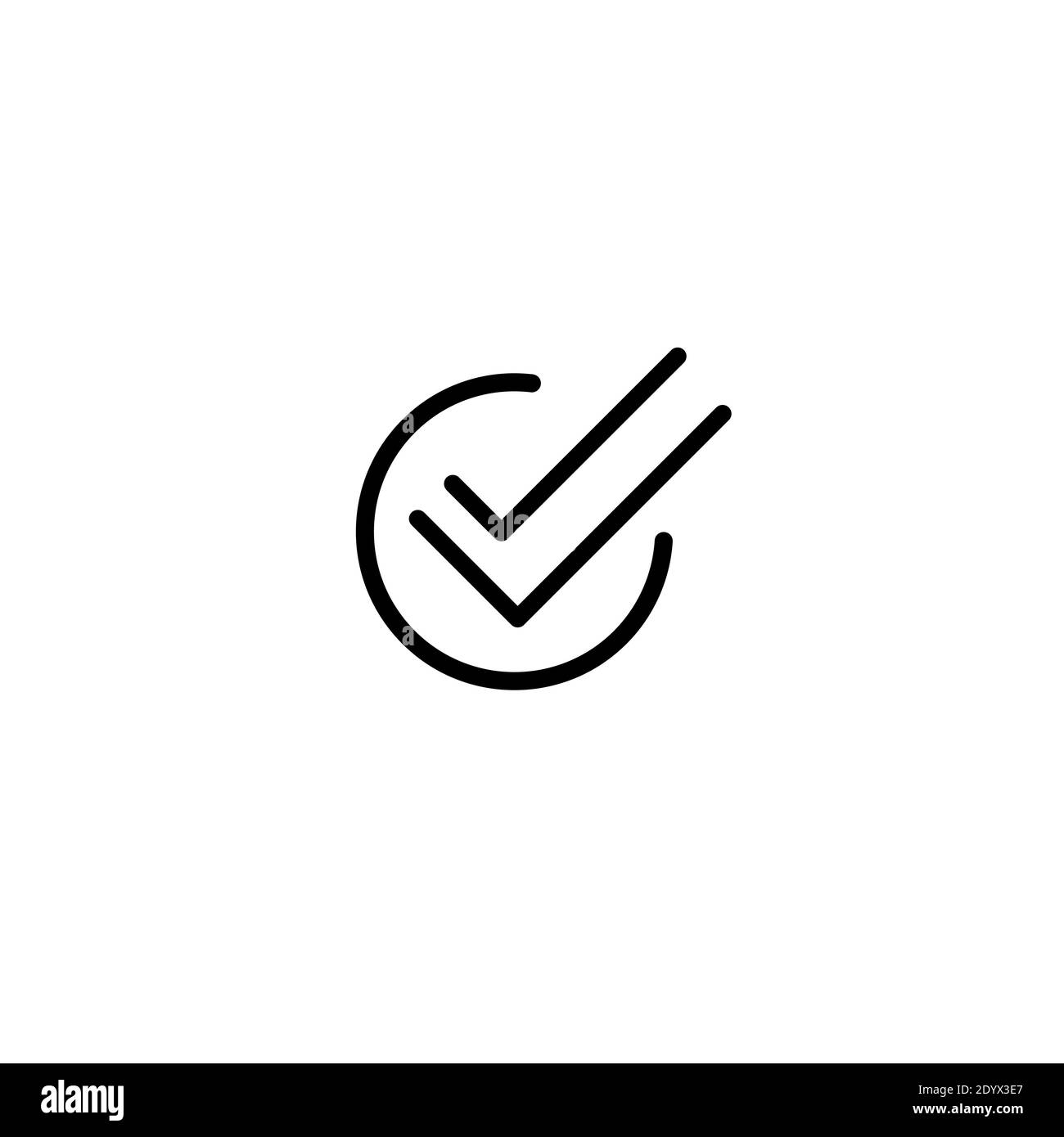 Valid Seal icon. black tick in circle. Flat OK sticker icon. Isolated ...