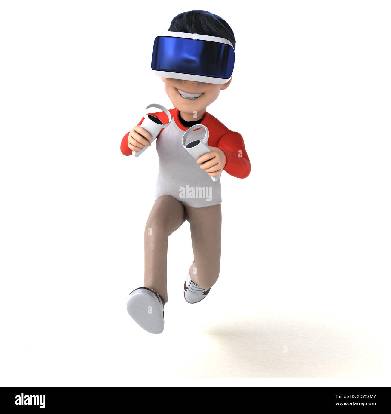 Fun 3D illustration of a cartoon kid with a VR helmet Stock Photo - Alamy