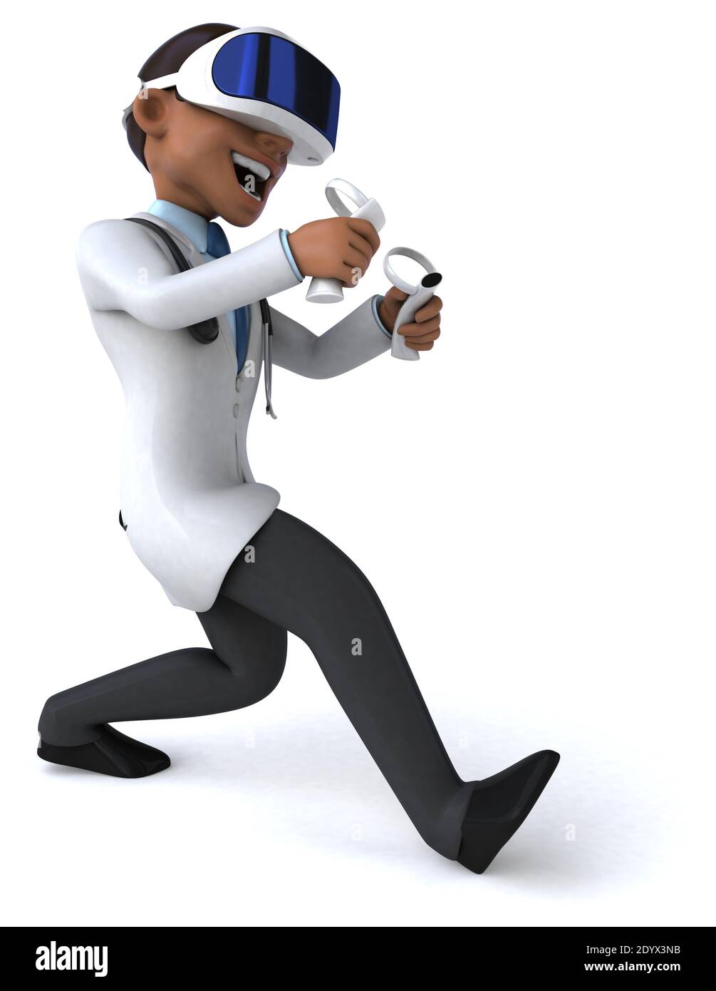Fun 3D Illustration of a doctor with a VR Helmet Stock Photo - Alamy