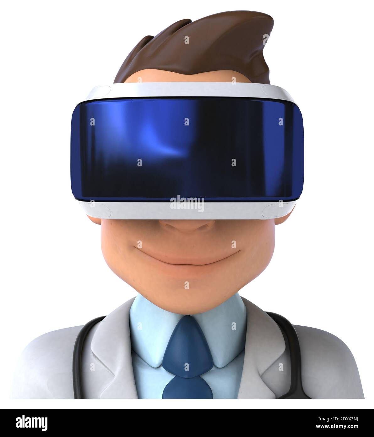 Fun 3D Illustration of a doctor with a VR Helmet Stock Photo - Alamy