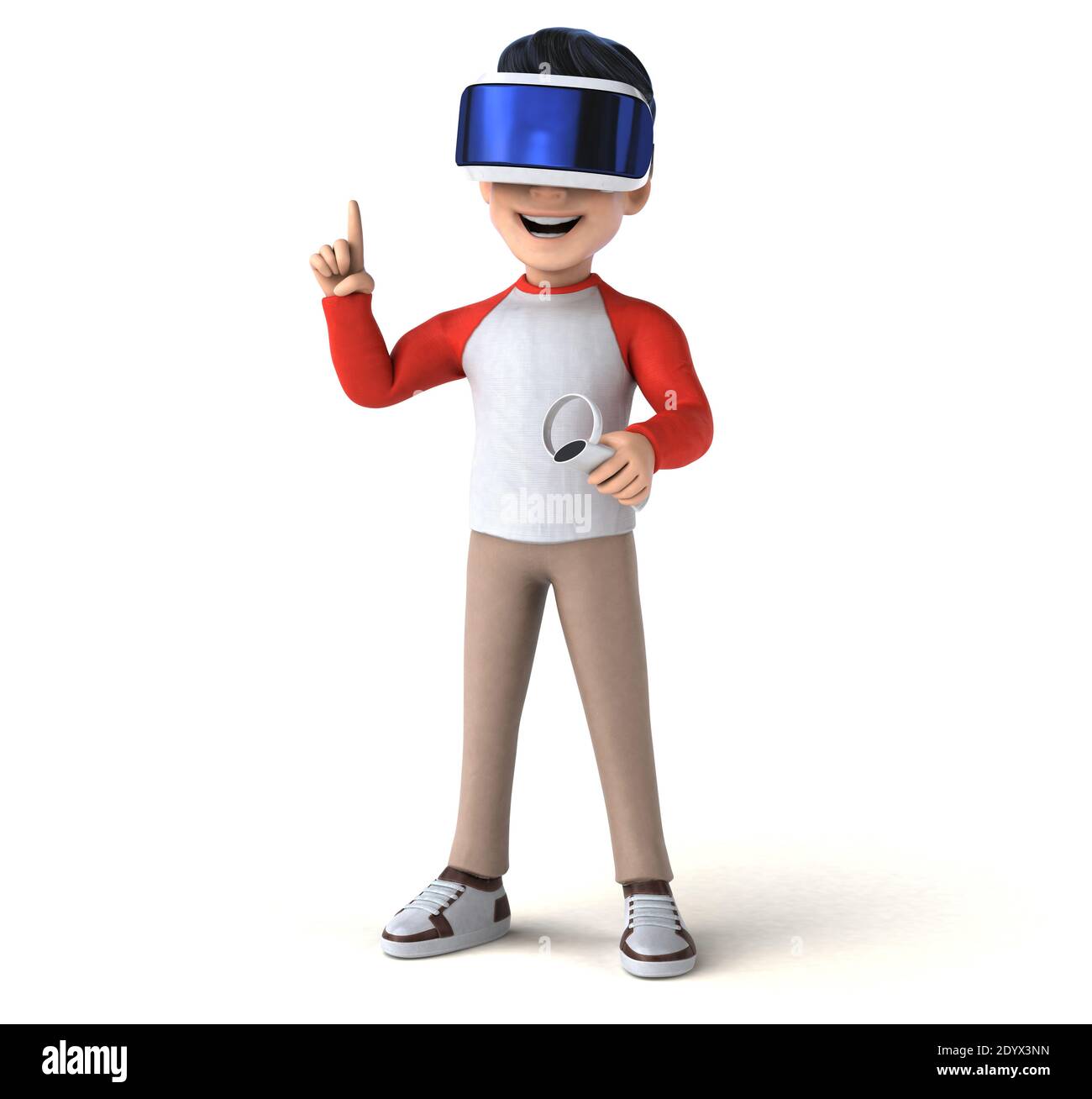 Fun 3D illustration of a cartoon kid with a VR helmet Stock Photo - Alamy