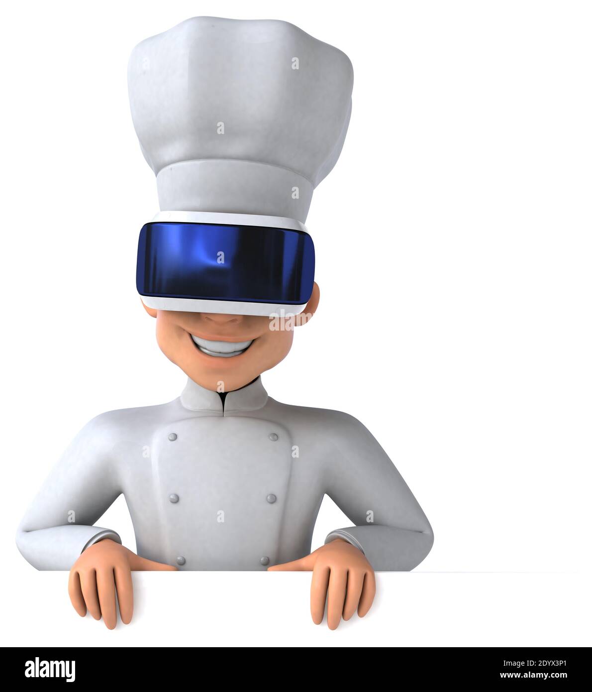 Fun 3D Illustration of a chef with a VR Helmet Stock Photo - Alamy