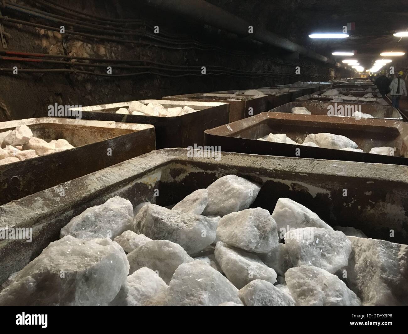 Closeup of wagons with lumps of salt in mine Stock Photo - Alamy