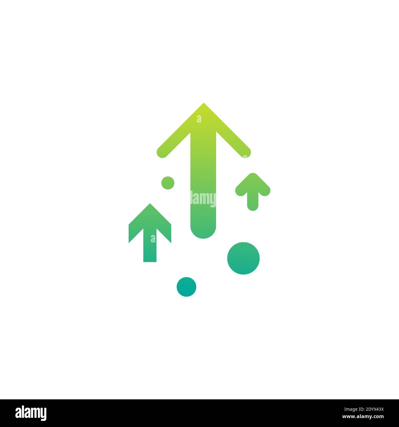 three green arrows up with dots on white background. Launch, upgraid ...