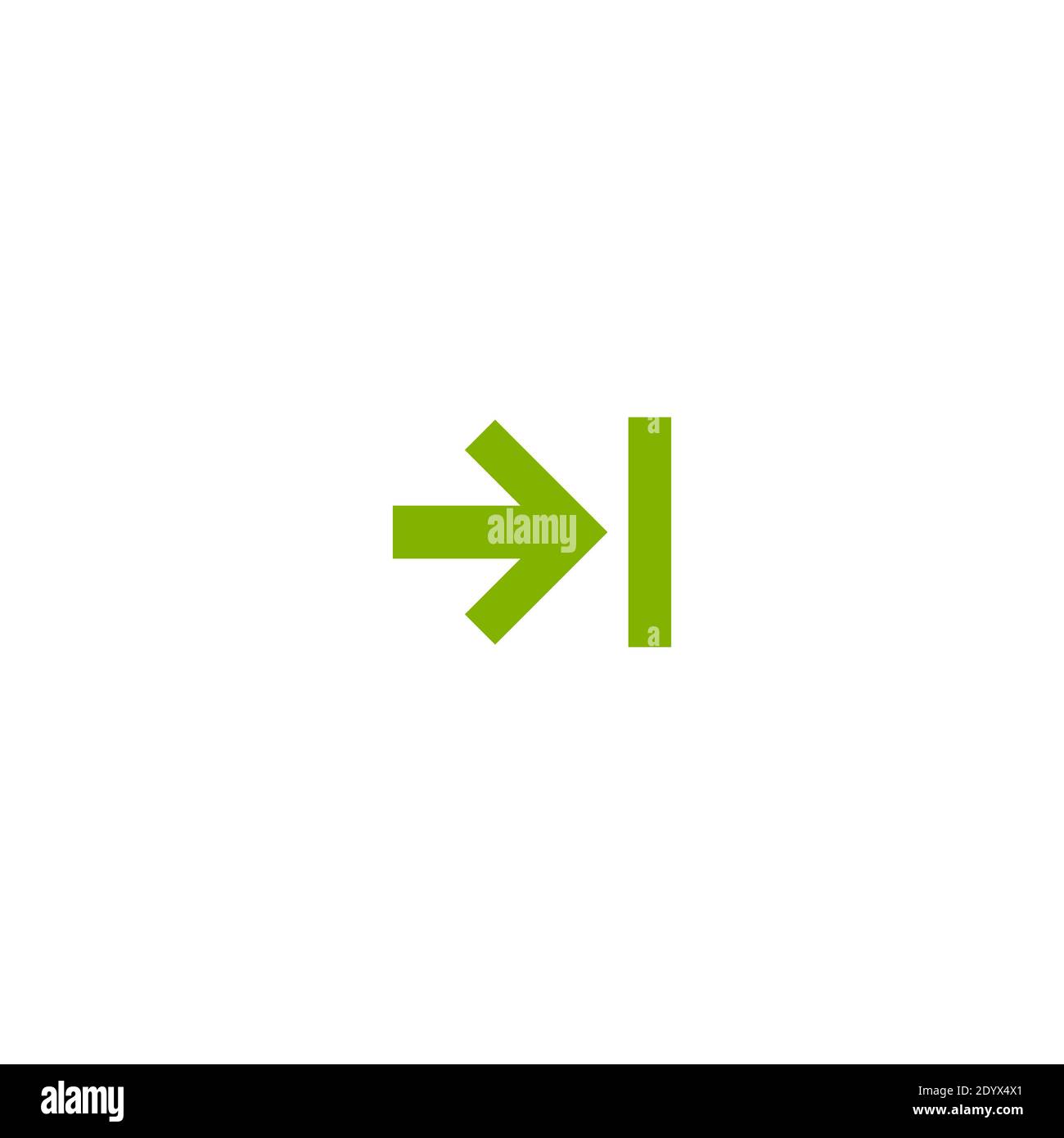 Enter or log in icon. Isolated on white. green right sharp arrow with ...