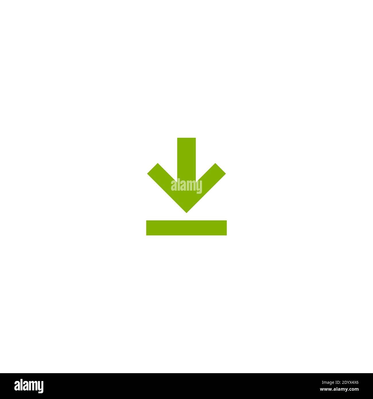 green arrow down icon. flat download sign isolated on white. point down ...