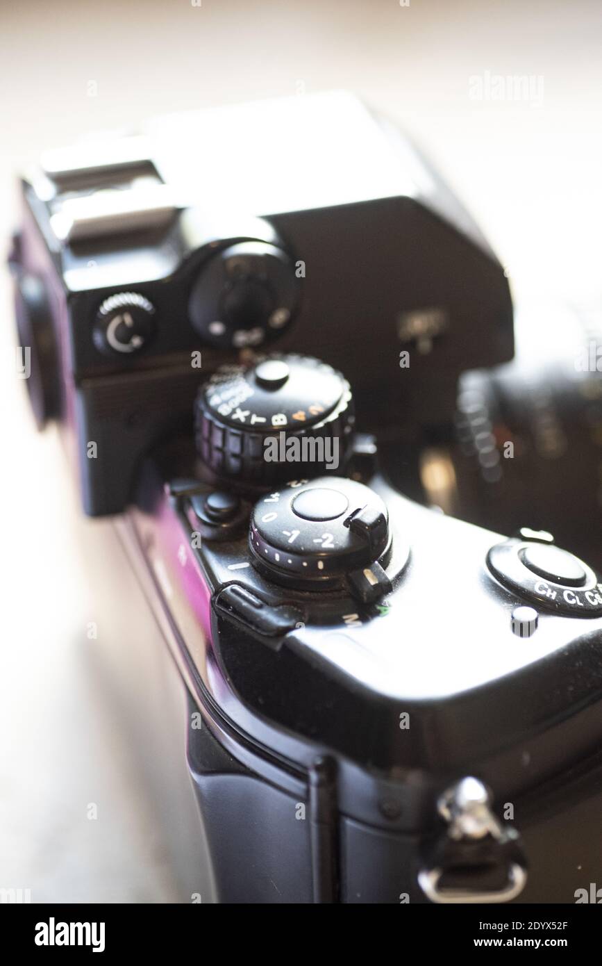 Shallow focus photo of old film camera Stock Photo - Alamy