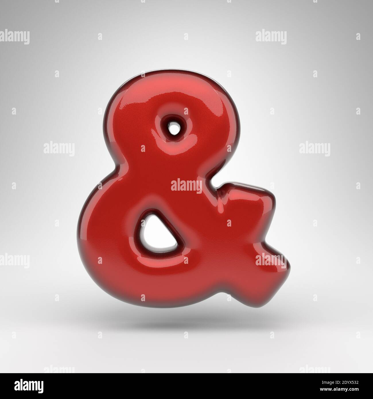 Ampersand symbol on white background. Red car paint 3D rendered sign ...