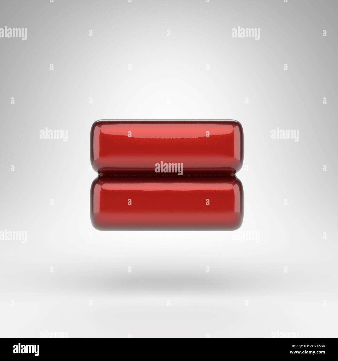 Equals symbol on white background. Red car paint 3D rendered sign with ...